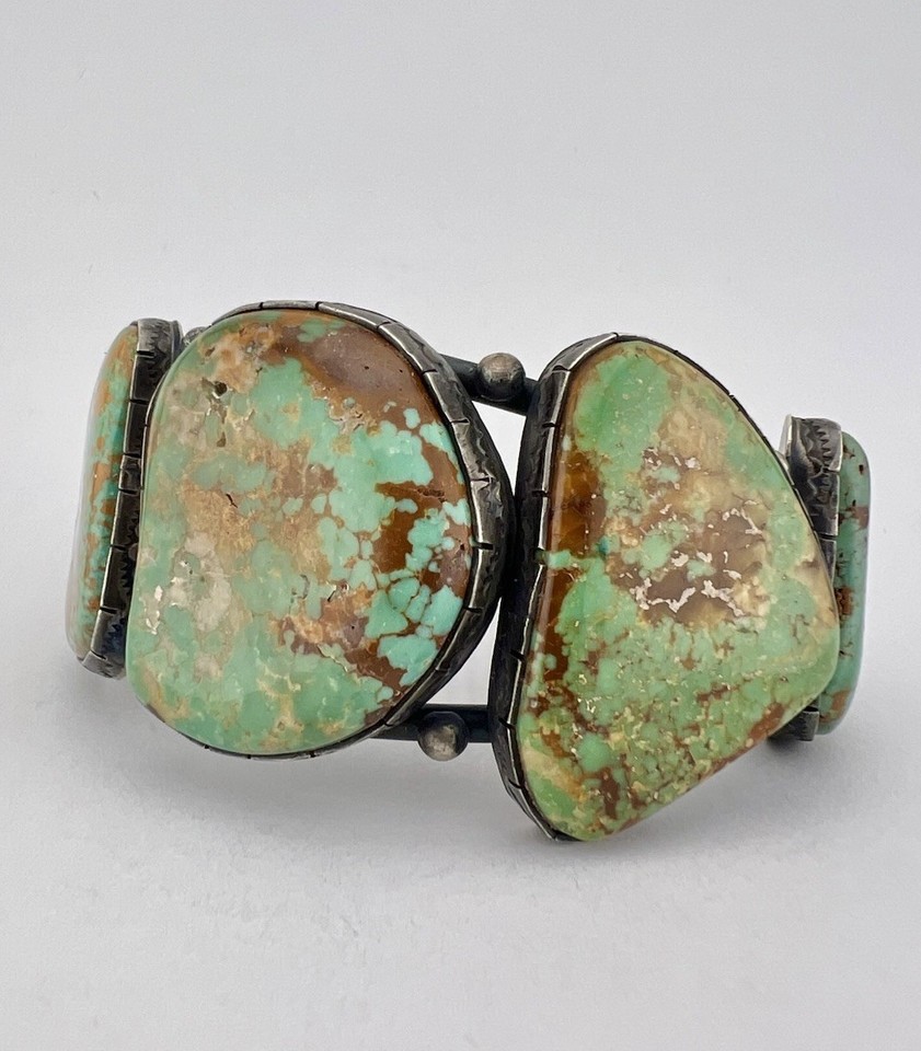 Vintage Lee Bennett Navajo Sterling Silver Royston Turquoise Cuff ...