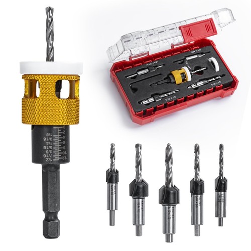 Countersink Drill Bit Set with Low Friction Depth Stop, HSS M2 Bits ...