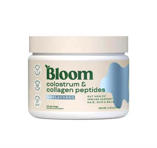 Bloom Colostrum & Collagen Peptides Powder, Unflavored, 25 Servings EXP ...