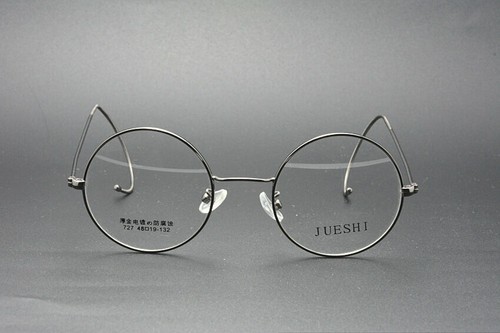 42/44/46/48mm Grey wire rim Round Eyeglass frames metal Eyewear Retro ...