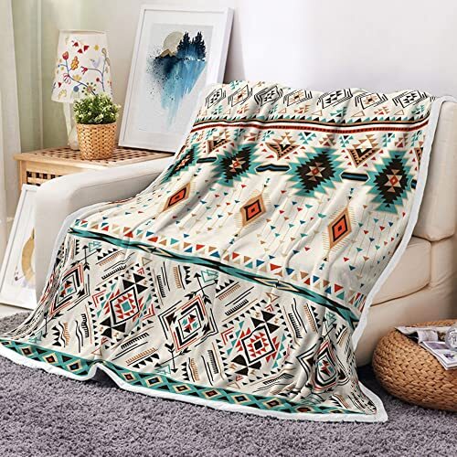 Aztec Throw Blankets, Southwestern Native Tribal Navajo American Ethnic ...