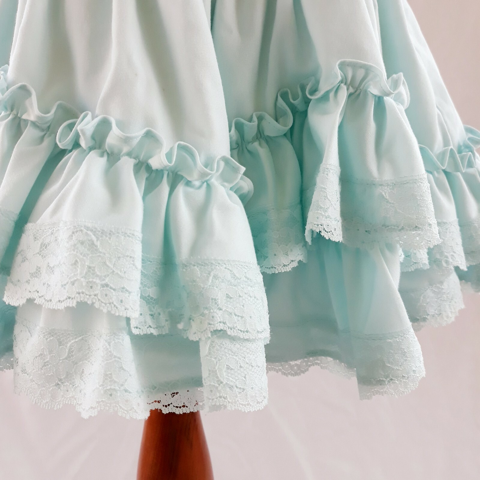 Vintage Golden Age Dress Light Blue Ruffles Lace Trim Full Circle USA ...