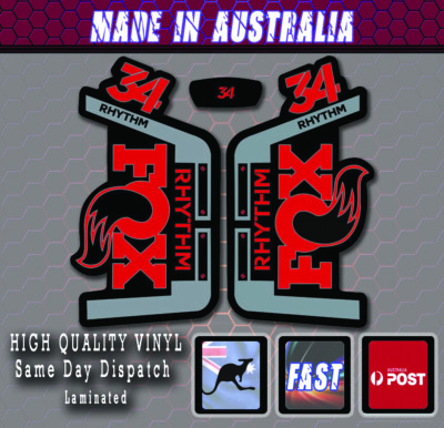 FOX style RHYTHM 34 Fork Decals Stickers red /grey/black. laminated | eBay