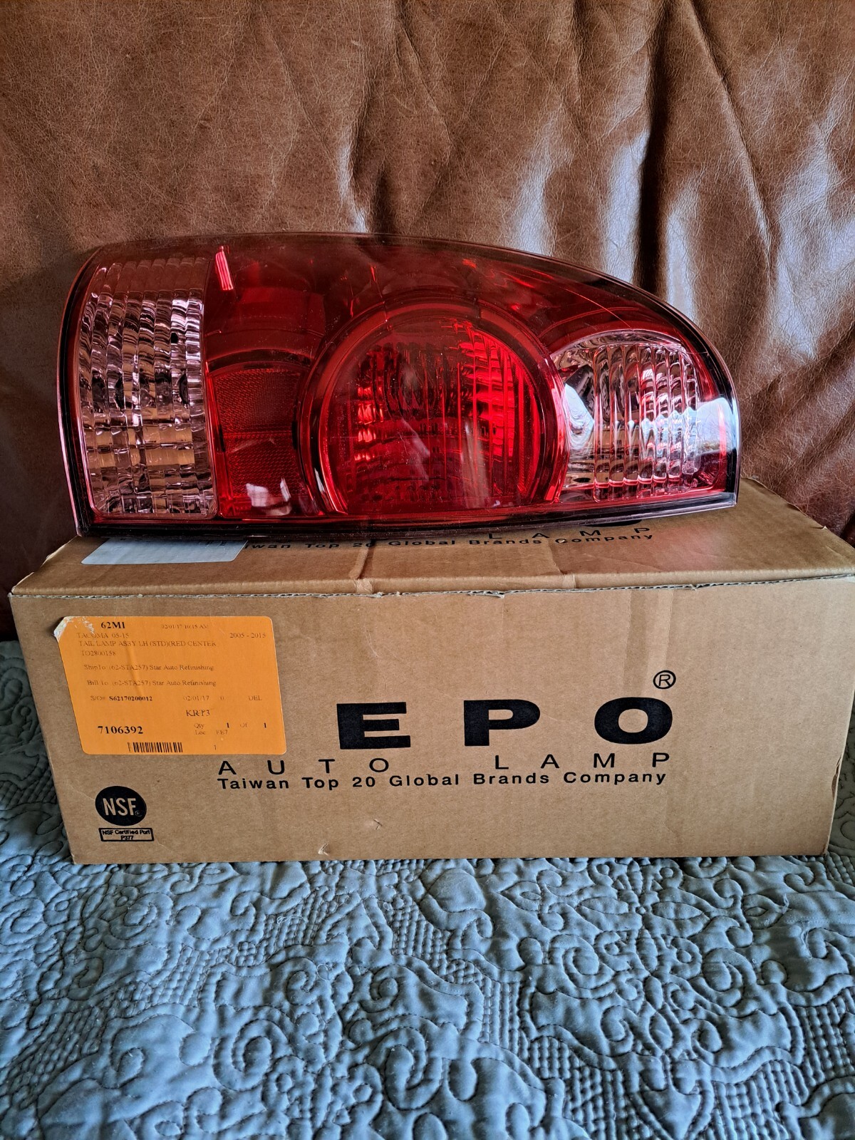 Tail lamp LH NSF P377 Toyota Tacoma 05-15 Std Red Center Open Box ...
