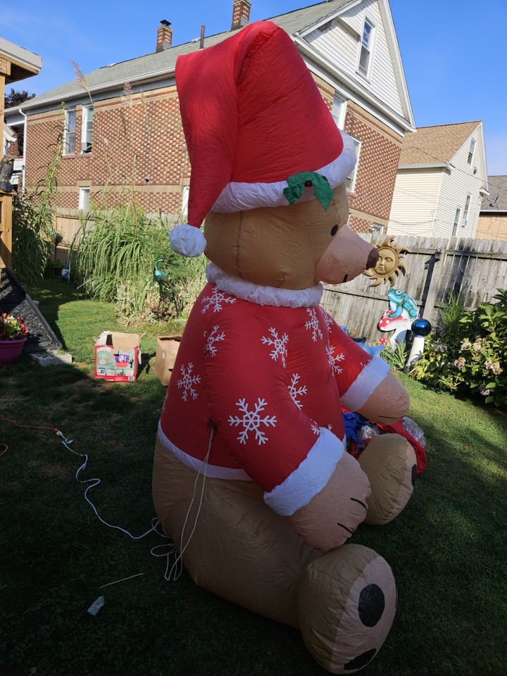 CHRISTMAS 7 FEET TALL AIRBLOWN INFLATABLE TEDDY BEAR NO BOX MUSTY ...