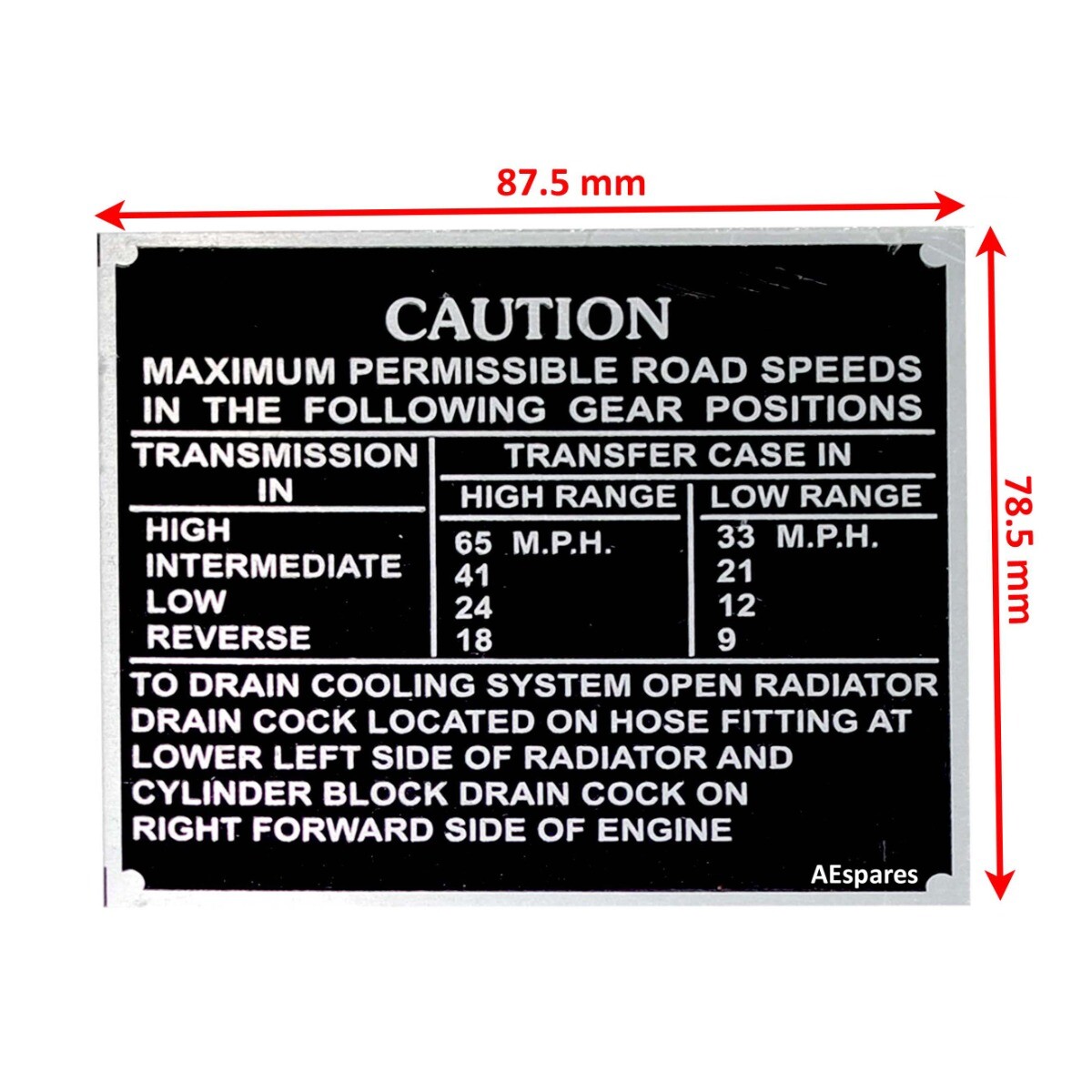 Dash Data Plate Aluminum Black Set Of 3 For Jeeps Willys Ford CJ2A CJ3A ...