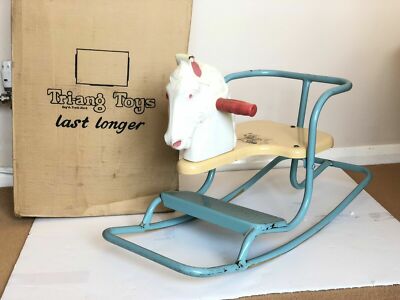 Triang Gee Gee Rocker - Vintage Rocking Horse Blue Yellow Boxed And ...