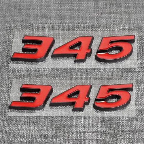 For 345 Emblem Logo Nameplates 3D Black Red Badge - 2Pcs | eBay