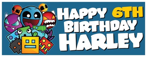 Geometry Dash Birthday Banner - Personalised - Any age, any name | eBay