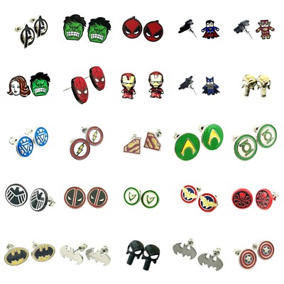 DC & MARVEL SUPERHEROES COMIC MOVIES CHARACTERS LOGOS POST ENAMEL STUD ...