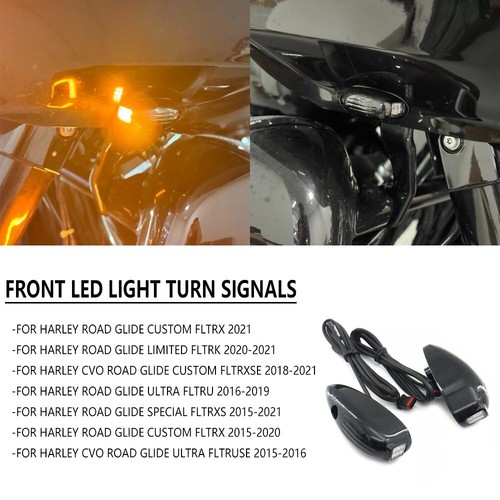 For Harley Road Glide Special FLTRXS 15-2023 Black Front LED Light Turn ...