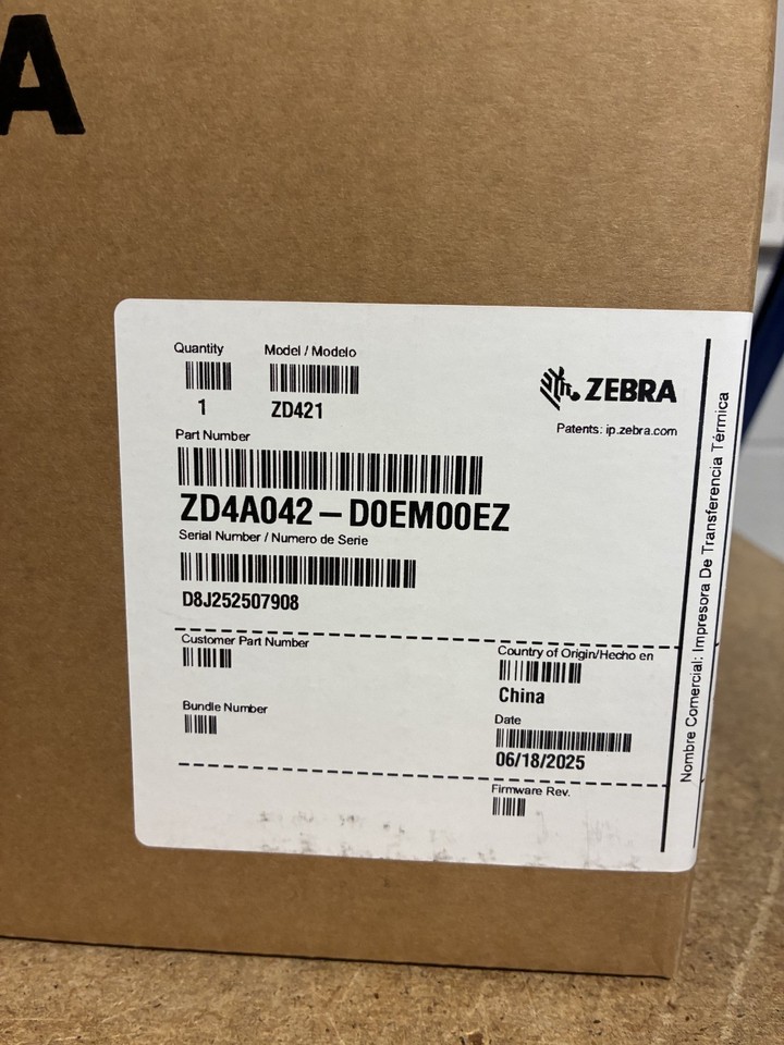 ZD421 New In Box Zebra USB Direct Thermal Desktop Label Printer - With ...