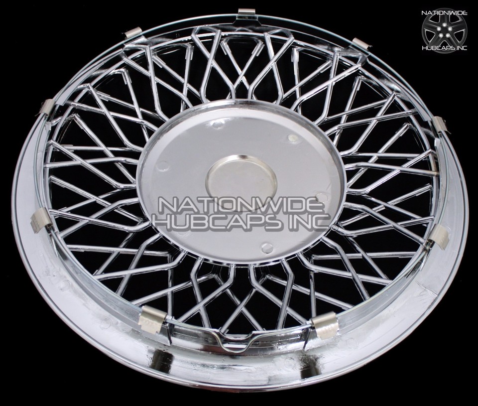 4 New 15" CHROME SPOKE Hub Caps Full Wire Wheel Covers Rim Cap Lug ...