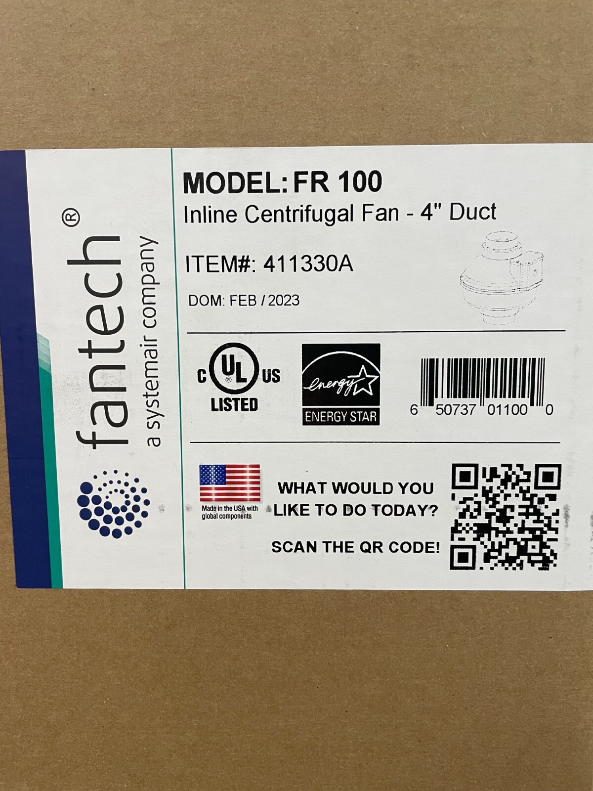 Fantech FR100 Thermoplastic Inline Centrifugal Duct Fan - White for ...