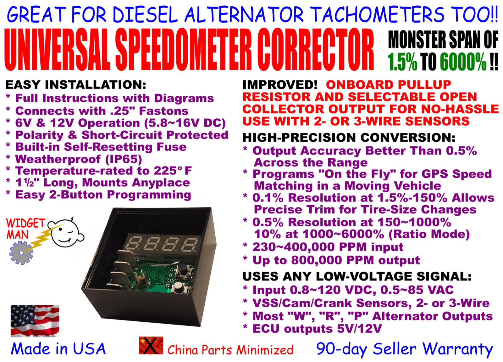 UNIVERSAL SPEEDO SPEEDOMETER CORRECTOR CALIBRATOR, 1.5% to 6000%, 2 ...