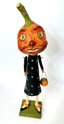 Debra Schoch Halloween Pumpkin Girl w Pumpkin Candy Container VTG ...