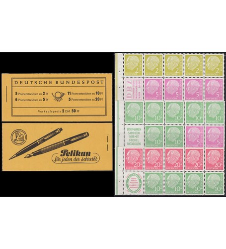 Cahier de marques fédéral RFA n° 2d « Heuss 1955 Pelikan pour tout le ...
