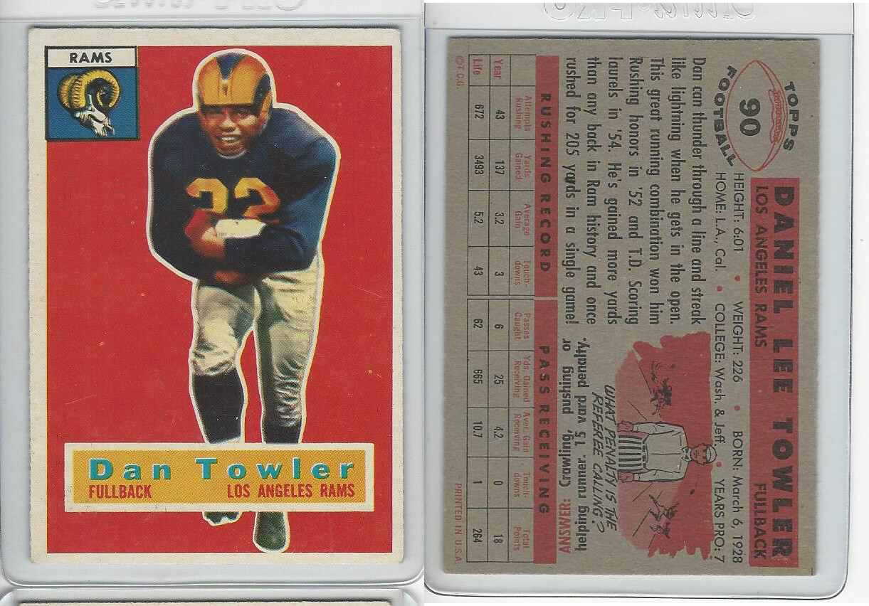 1956 Topps Football, #90 Dan Towler, Los Angeles Rams | eBay