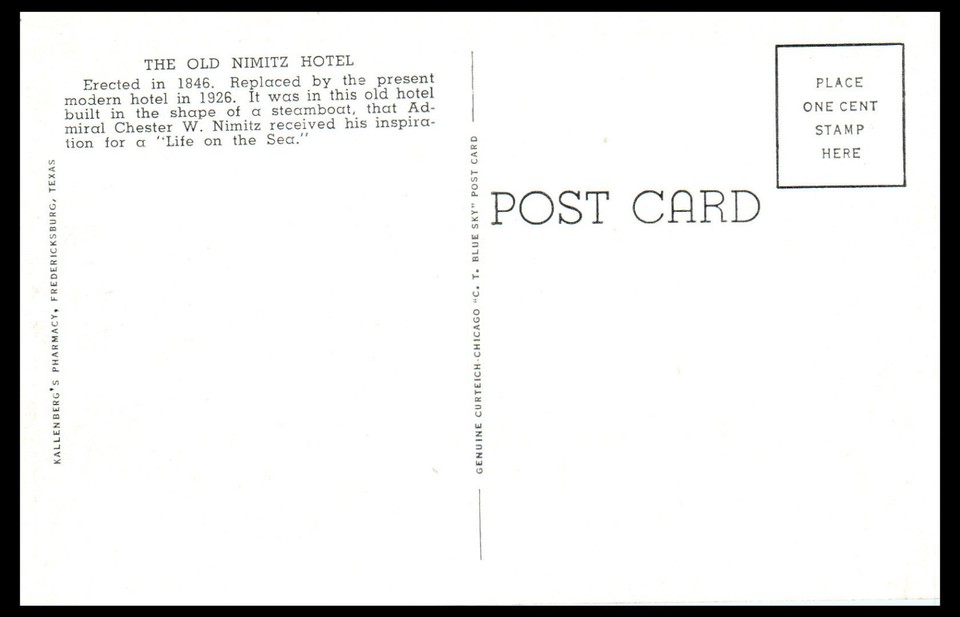 1940s The Old Nimitz Hotel Fredericksburg TX Postcard | eBay