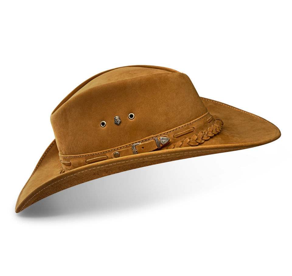 Australian Brown Western Outback Genuine Leather Cowboy Hat Wide Brim S ...