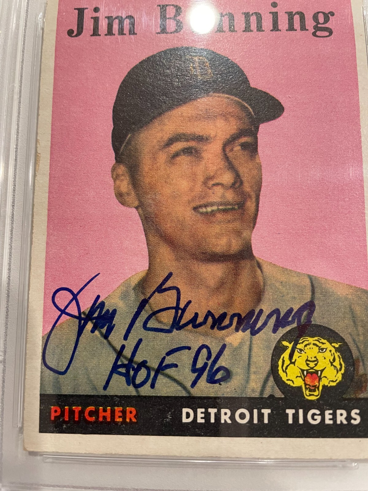 Jim Bunning Signed 1958 Topps w/ Rare "HOF 96" Inscription Baseball HOF ...