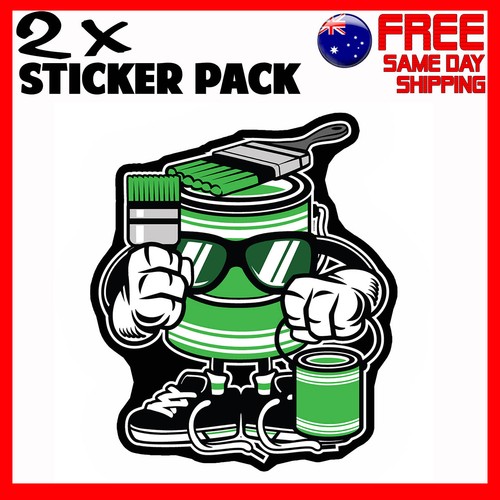 2 x Stickers Lets Paint Cool Cartoon Painter Retro Car Bumper Funny ...