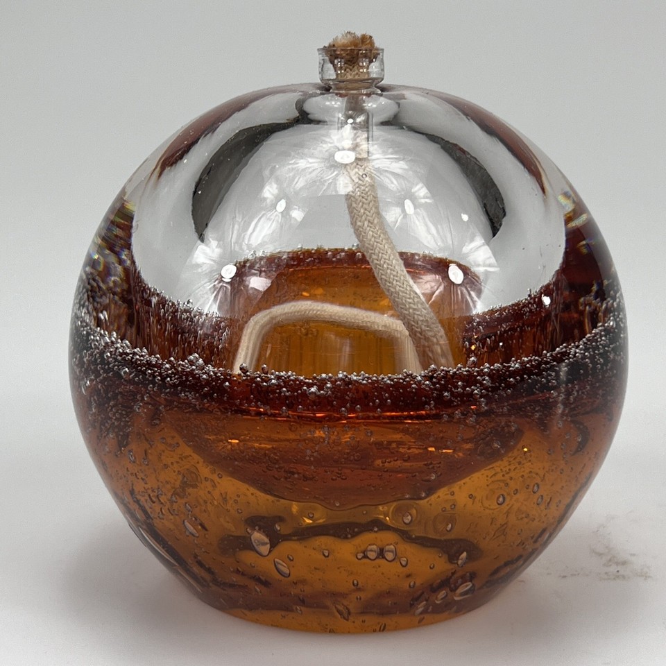 Hand Blown Poland Oil Diffuser Candle Art Glass Aromatherapy Amber ...