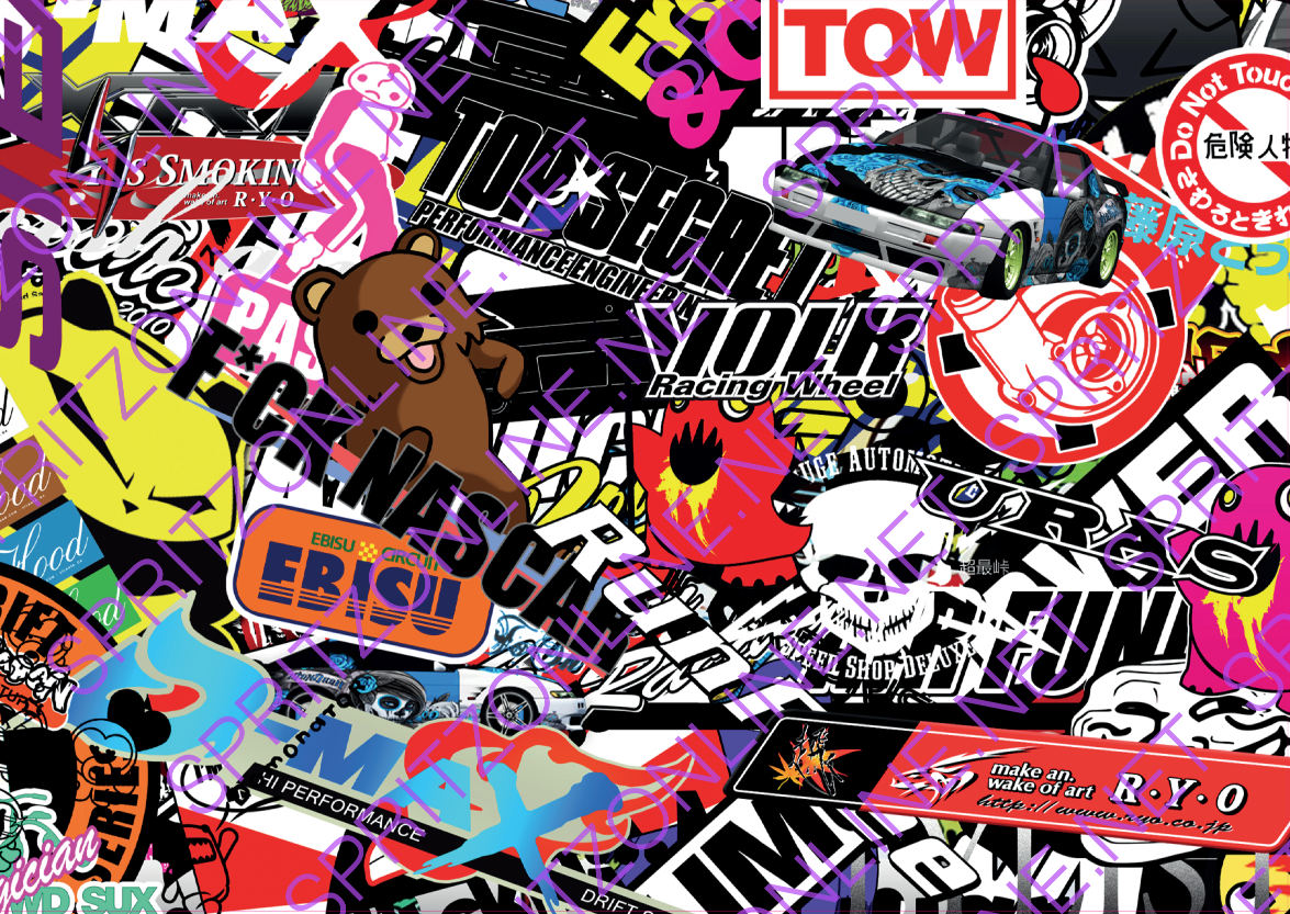 3 x A4 Random Sticker Bomb sheet - Vinyl Decal VOLK RACING NASCAR 441 ...