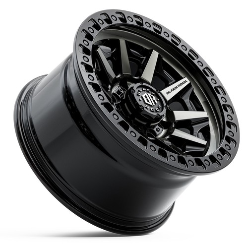 BLACK ROCK CAGE 17x9 6x139.7 +12 GLOSS BLACK TINTED WHEELS 4X4 RIMS | eBay