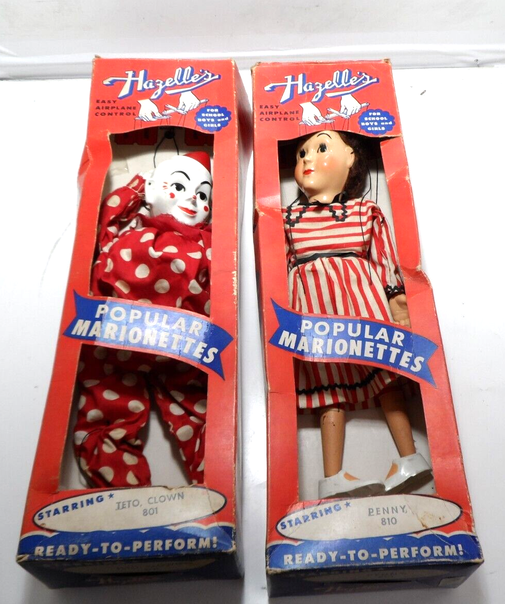 Hazelle's Popular Marionette Puppet Teto The Clown #801 & Penny #810 | eBay