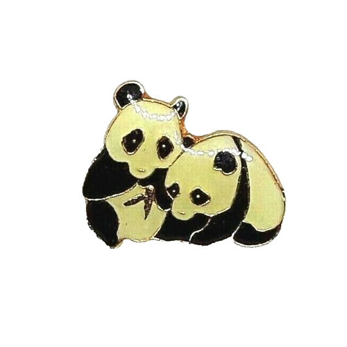 Two Panda Bears Domed Lapel Hat Pin CWCA China Wildlife Conservation ...