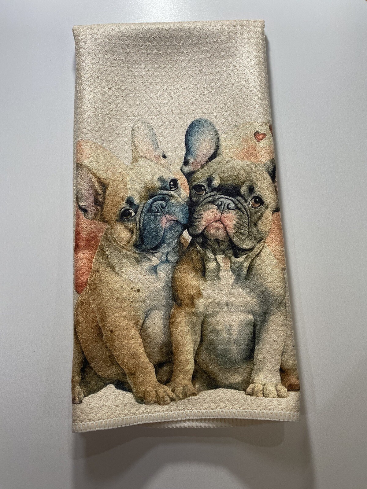 16” X 24” Microfiber French Bulldog Love Microfiber Waffle Hand Towel ...
