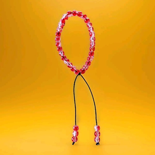 Handmade Red Glass Beaded Anklet – Dangling Stringed Beads Stretchy ...