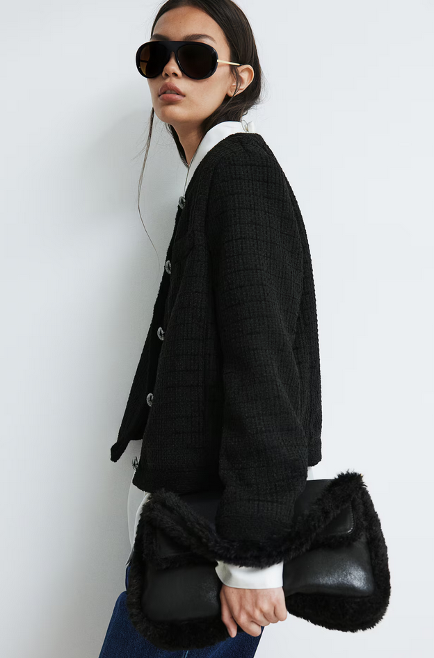 H&M Textured-Weave Jacket For Women (Black) | eBay