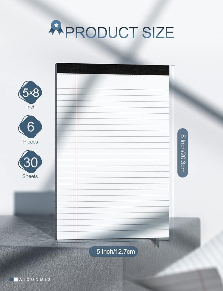 Legal Pads 5x8 Inch Writing Pads for Office Note Pads 5x8 for Work 80 ...