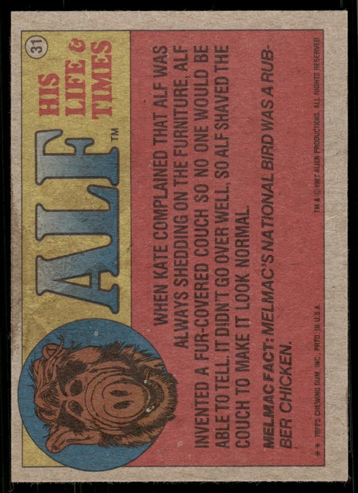 Alf 1987 TV Show Topps Card #31 (NM) | eBay
