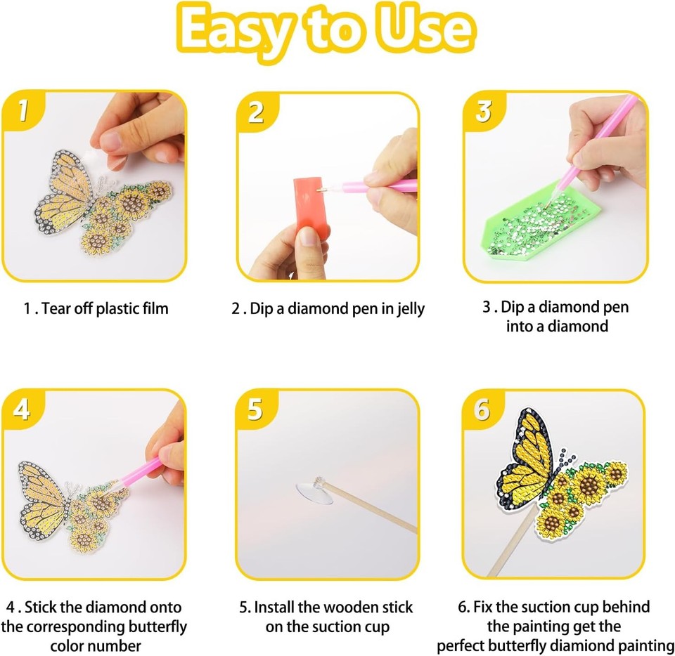 8 Pcs Flower Diamond Painting Kits for Garden Decor, Indoor/Outdoor Art ...