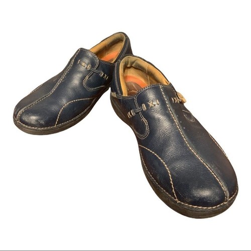 Clarks un loop womens blue leather unstructured slip on shoe in Sz 8.5 ...
