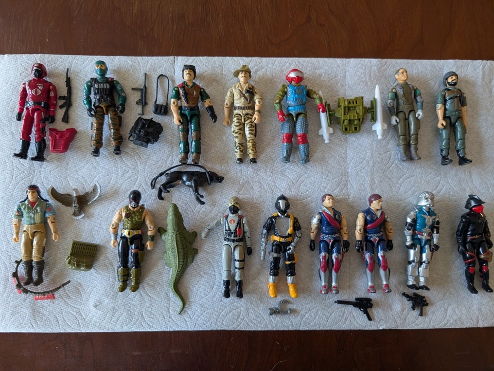 vintage GI Joe action figure lot , parts, filecards, card backs and ...