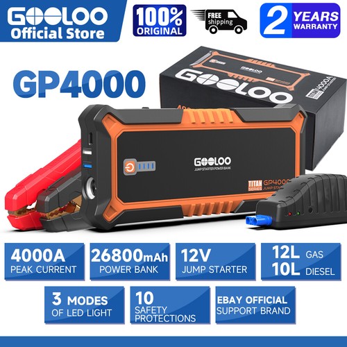 GOOLOO GP4000 Jump Starter 4000A 26800mAh Battery Charger Power Bank ...