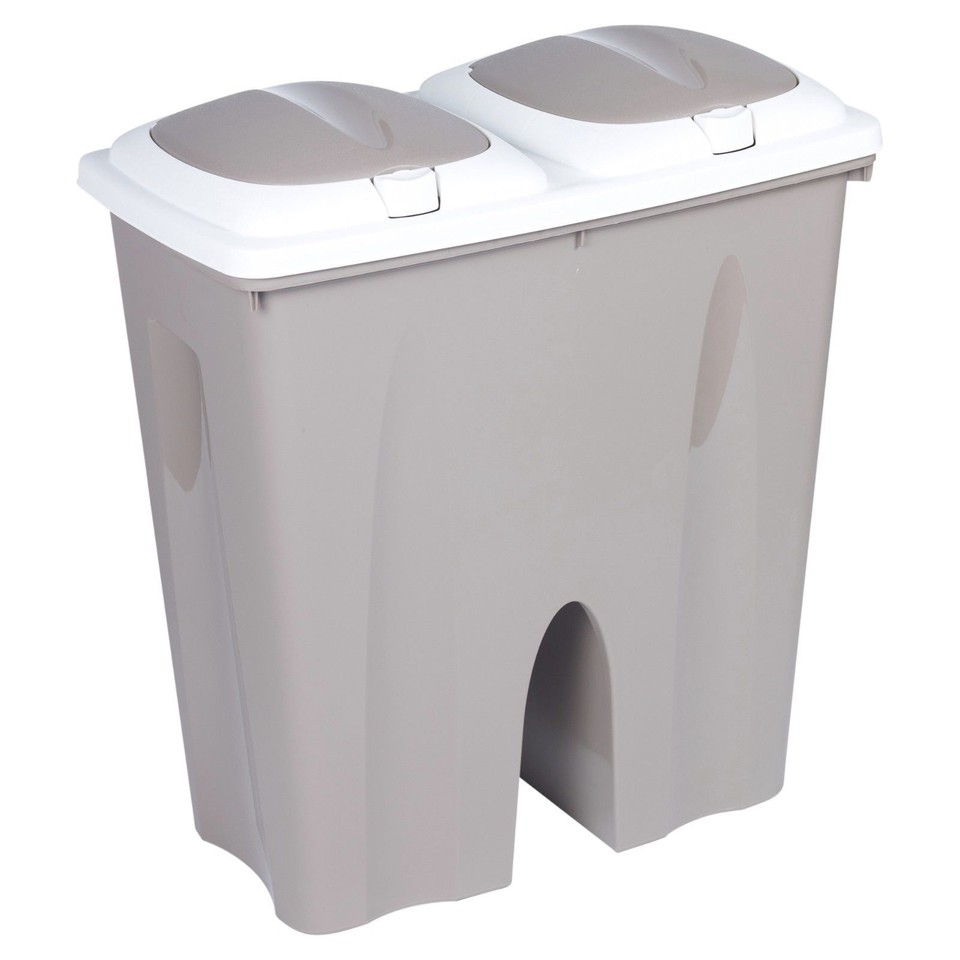 Duo Double Recycling Bin 50L Twin 2 Section Compartment Kitchen Rubbish ...
