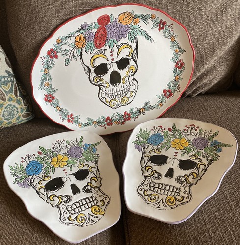 Spectrum Designz Day of the Dead Sugar Skull Accent Platter Plates ...