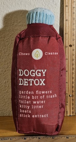 BARK BOX TOY DOGGY DETOX SPA JUICE CLEANSE BOTTLE DOG SQUEAKER CRINKLE ...