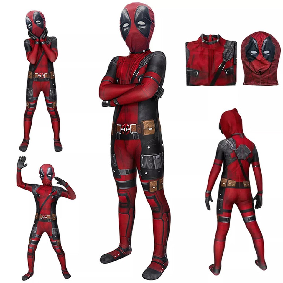 Kids Boys Deadpool Costume Superhero Cosplay Fancy Dress Party Jumpsuit ...