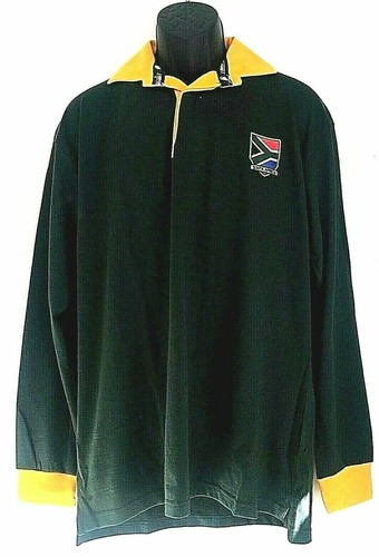 Men's South Africa Springbok Rugby Top Polo Shirt Long Sleeve M L XL ...