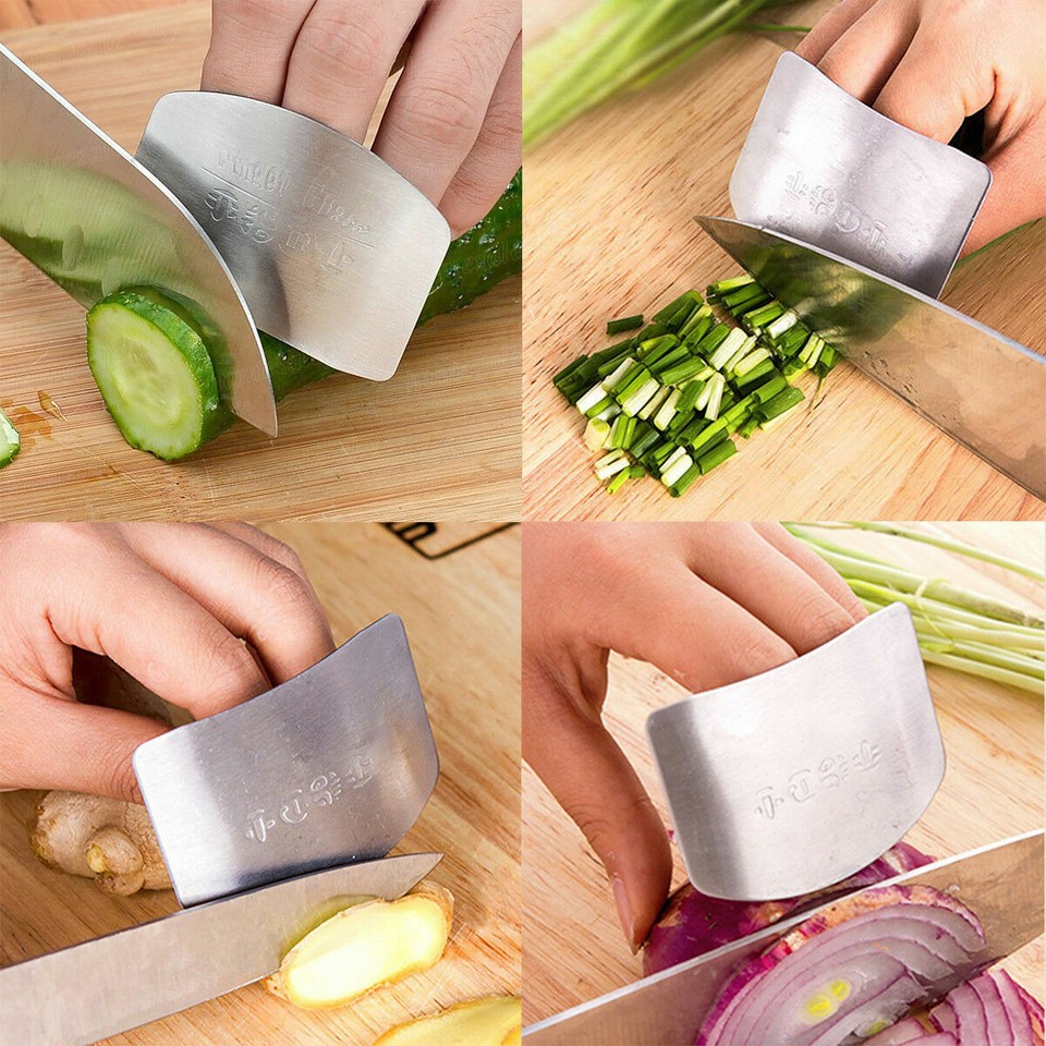 Kitchen Finger Hand Protector Guard Stainless Steel Chop Slice Shield ...