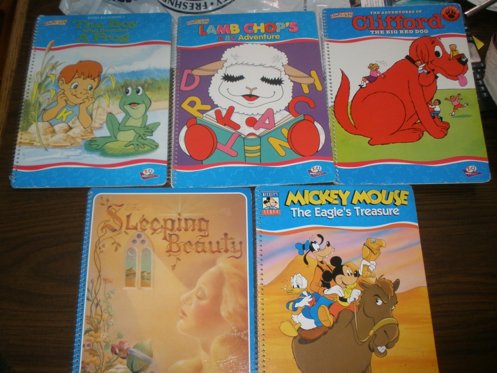Lot 5 Comes to Life Books Sleeping Beauty, Mickey, Clifford, Lamb Chops ...