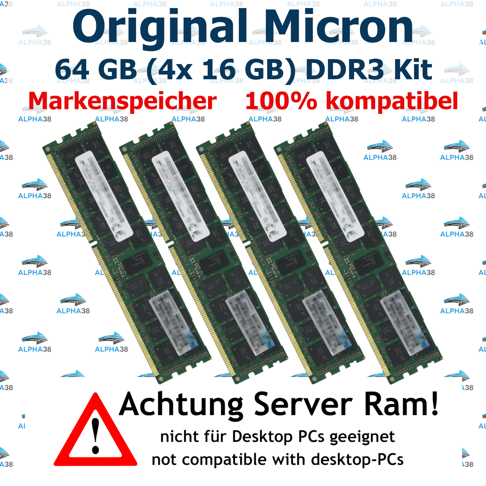 64 GB (4x 16 GB) RDIMM DDR3-1333 HP HPE ProLiant DL320 DL360 Gen6 G6 ...