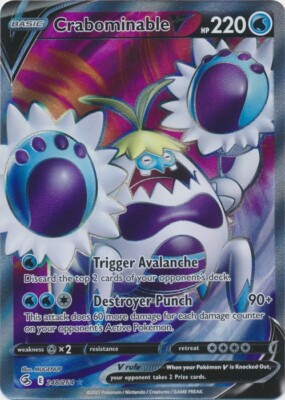 Holo Crabominable V Full Art 248/264 Ultra Rare Fusion Strike Pokemon ...