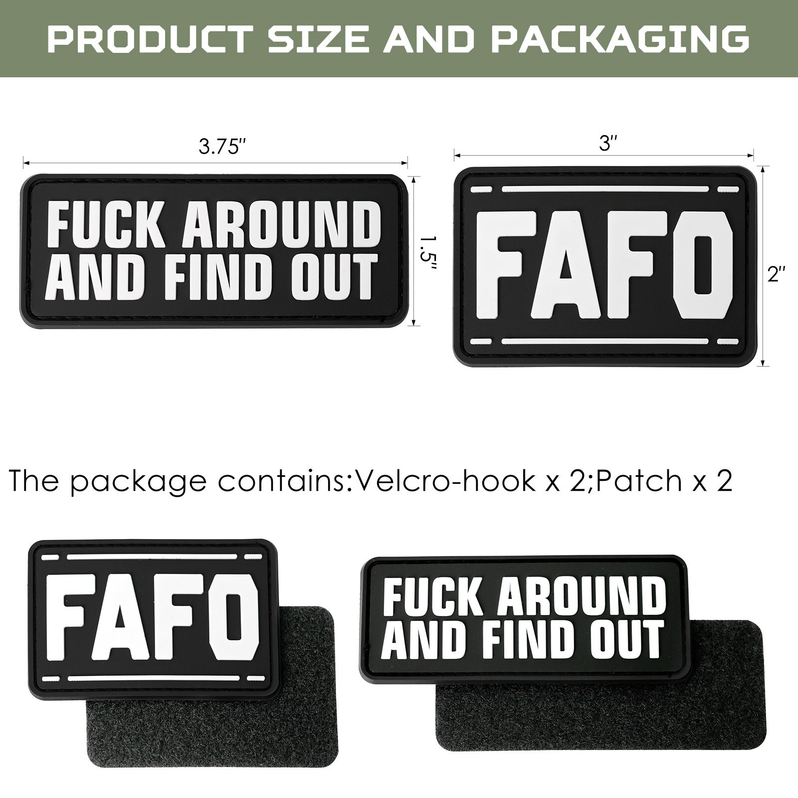 FAFO PVC Patches [2-Pack] F*** Around and Find Out, Funny Tactical Patches,3D | eBay